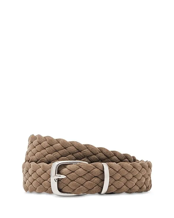 REISS Jesse Suede Lattice Belt - Light Stone