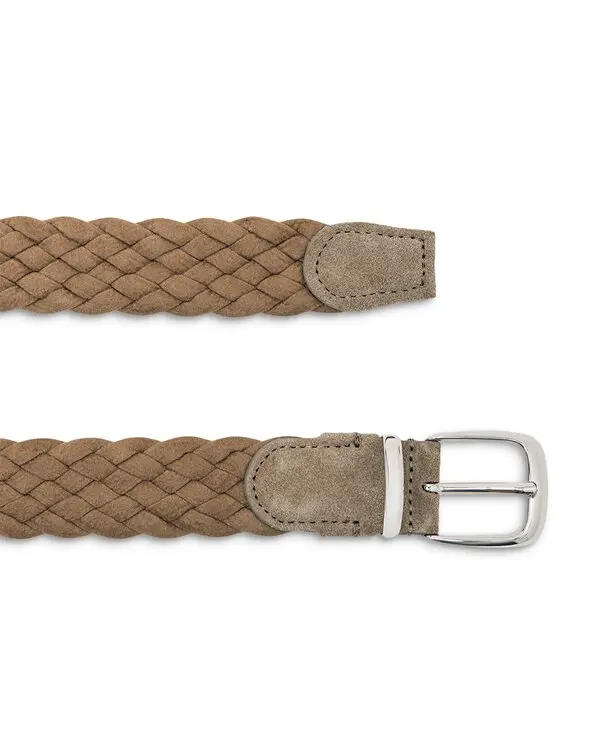 REISS Jesse Suede Lattice Belt - Light Stone