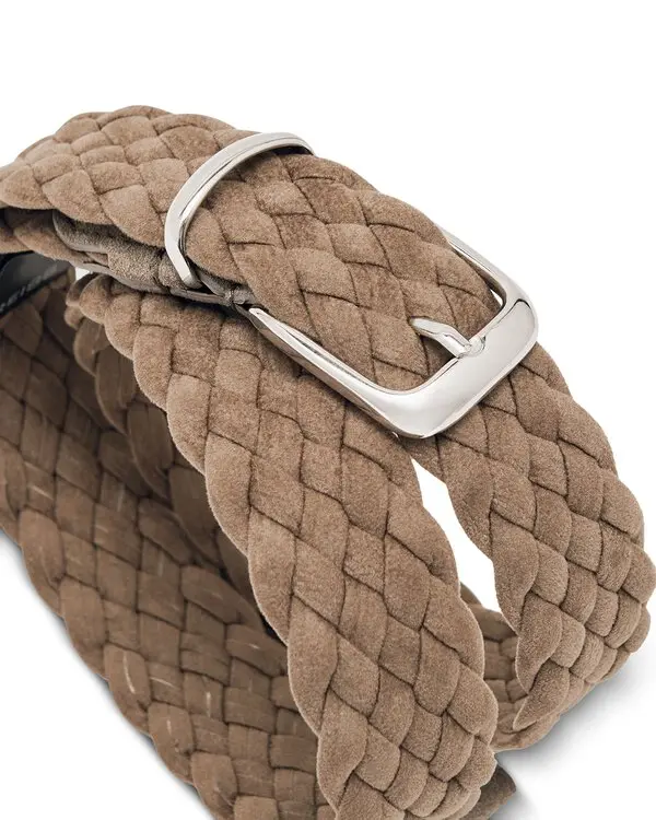REISS Jesse Suede Lattice Belt - Light Stone