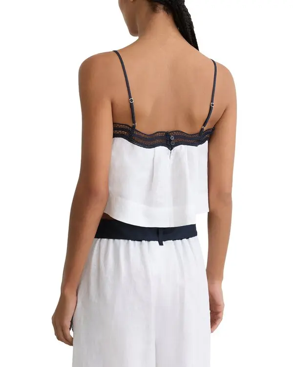REISS Felicity Scalloped Linen Top