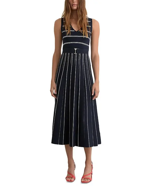 REISS Mallory Midi Dress - Navy/ivory