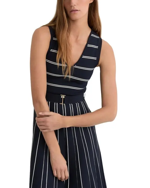 REISS Mallory Midi Dress - Navy/ivory