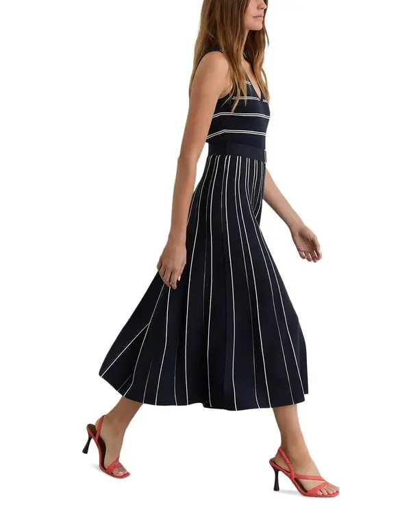 REISS Mallory Midi Dress - Navy/ivory
