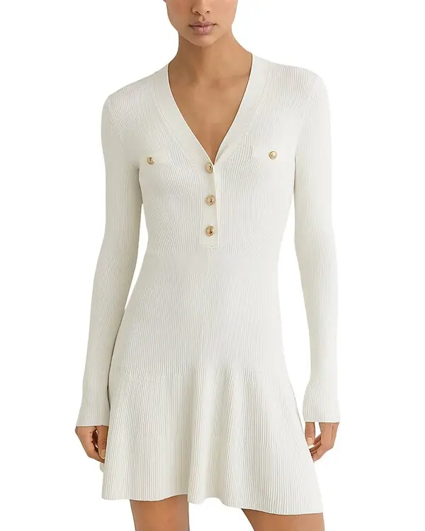 REISS Lavelle Ribbed Knit Mini Dress