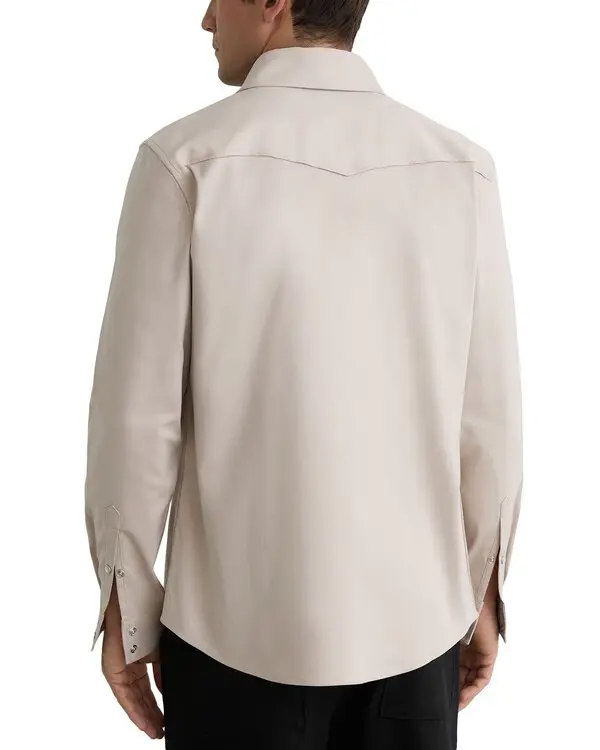REISS Mcrae Long Sleeve Twill Overshirt - Stone
