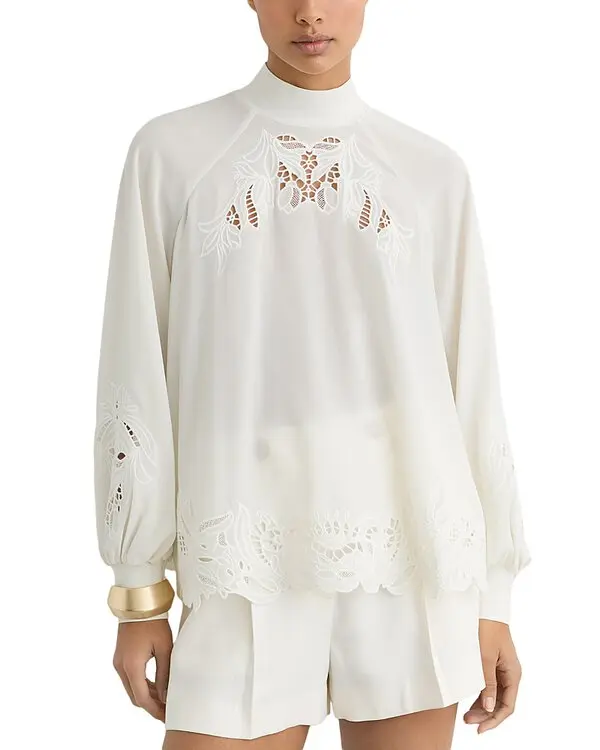 REISS Rae Embroidered Blouse