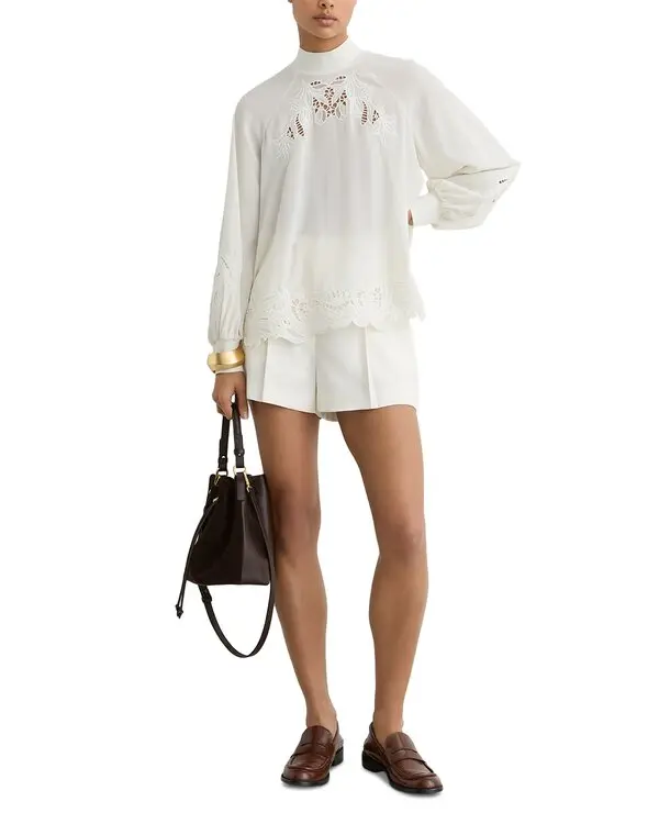 REISS Rae Embroidered Blouse