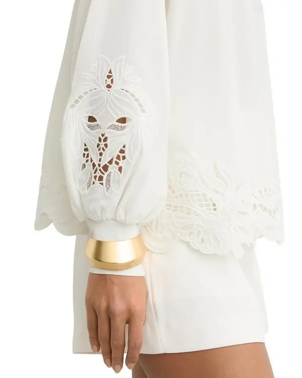 REISS Rae Embroidered Blouse