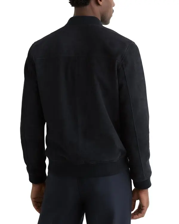 REISS Suede Zip Through Bomber Jacket