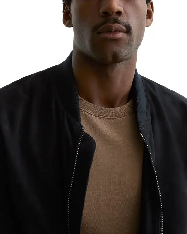 REISS Suede Zip Through Bomber Jacket