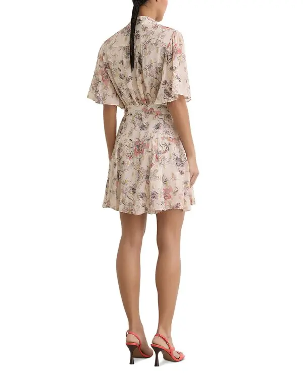 REISS Luna Metallic Floral Mini Dress