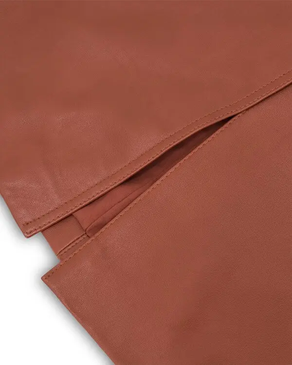 REISS Leather Midi Skirt