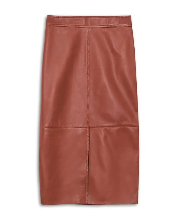 REISS Leather Midi Skirt