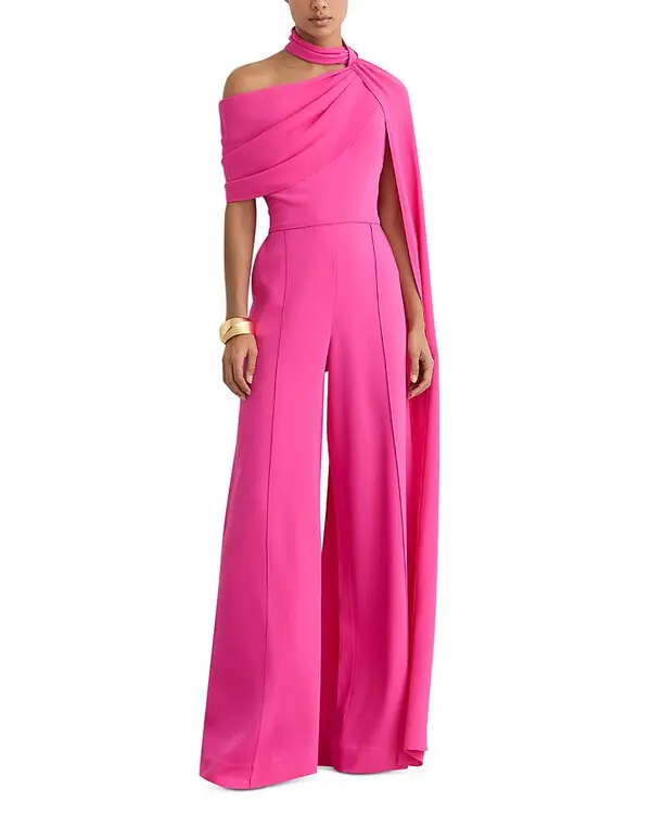REISS Carrie Draped Asymmetric Jumpsuit - Raspberry