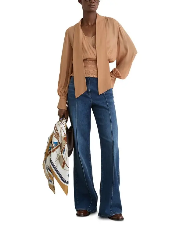 REISS Phoebe Tie Neck Blouse