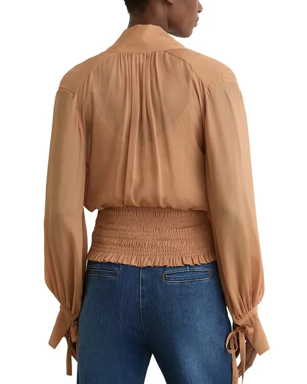 REISS Phoebe Tie Neck Blouse