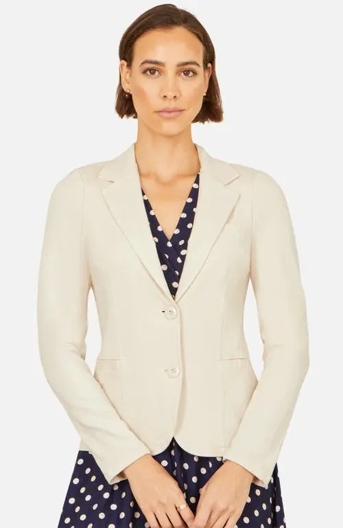 YUMI Stretch Cotton Blazer - Beige