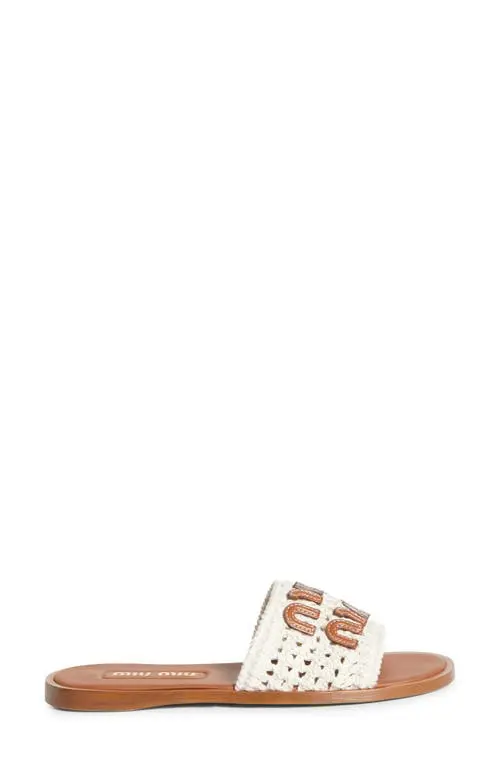 Miu Miu Crochet Slide Sandal - Off White