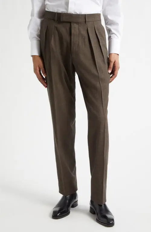 TOM FORD Pleated Mohair-blend Trousers