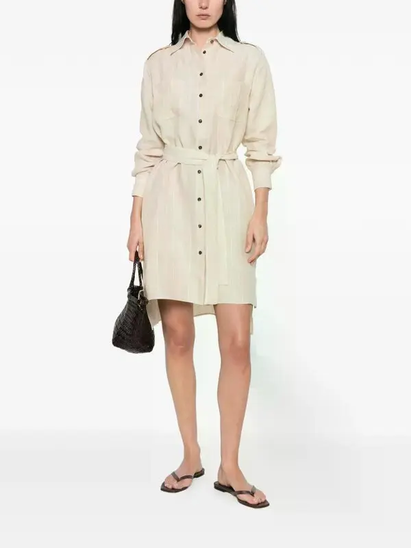 Kiton Striped Belted Shirt Dress