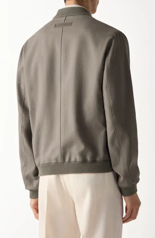 Zegna Oasi Lino Bomber Jacket - Dark Taupe