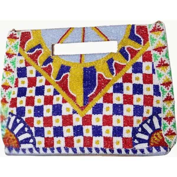 ISLAND TO EAST SIDE Geometric Mosaic Tile Handle Pouch