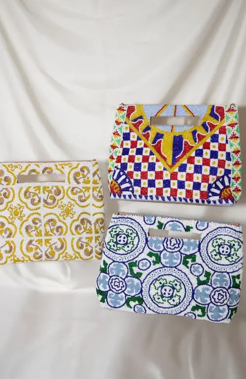 ISLAND TO EAST SIDE Geometric Mosaic Tile Handle Pouch