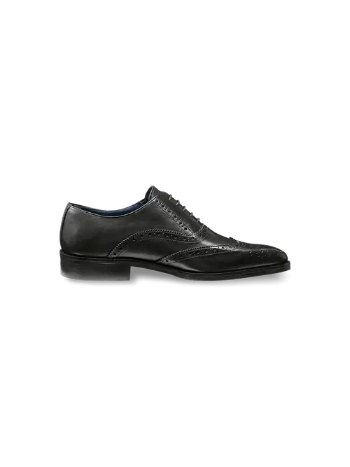 PAUL FREDRICK Leather Wing Tip Oxford - Black