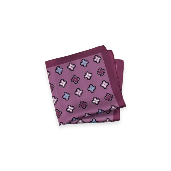 PAUL FREDRICK Patterned Silk Pocket Square - Purple Multi