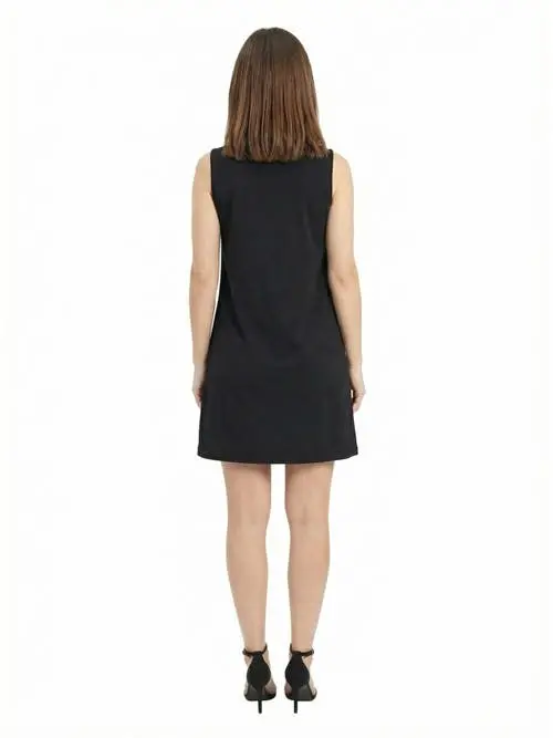 24SEVEN COMFORT APPAREL A-line Mini Shift Dress - Black