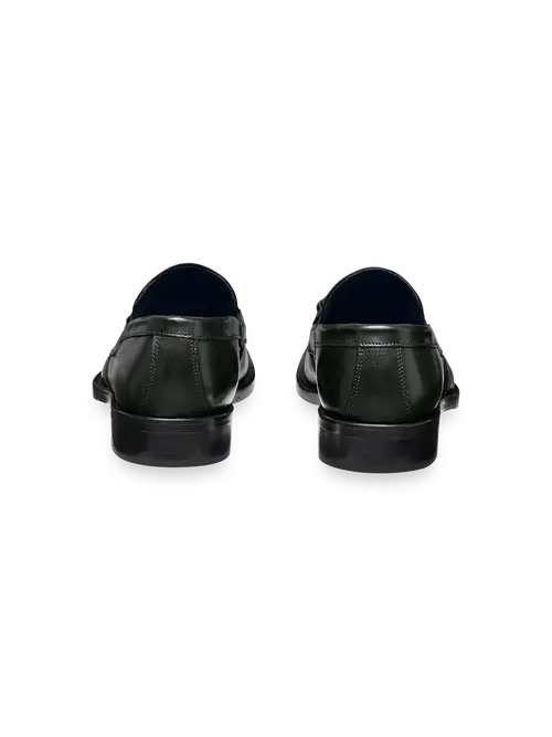 PAUL FREDRICK Leather Archer Bit Loafer - Black