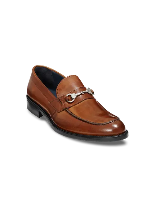 PAUL FREDRICK Leather Archer Bit Loafer - Chestnut