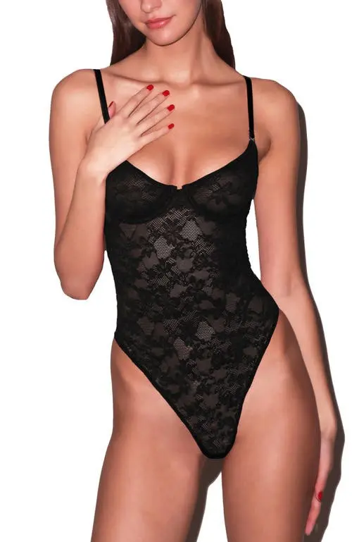 FLEUR DU MAL Le Stretch Lace Bodysuit - Black
