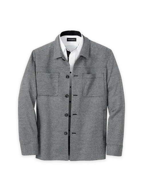 PAUL FREDRICK Herringbone Shirt Jacket
