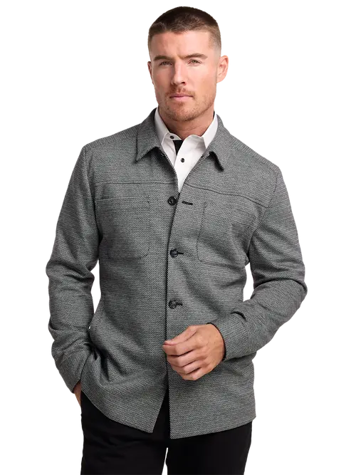 PAUL FREDRICK Herringbone Shirt Jacket