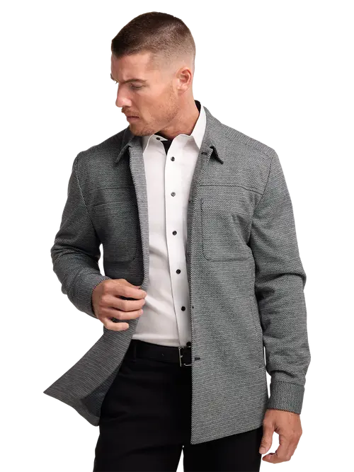 PAUL FREDRICK Herringbone Shirt Jacket