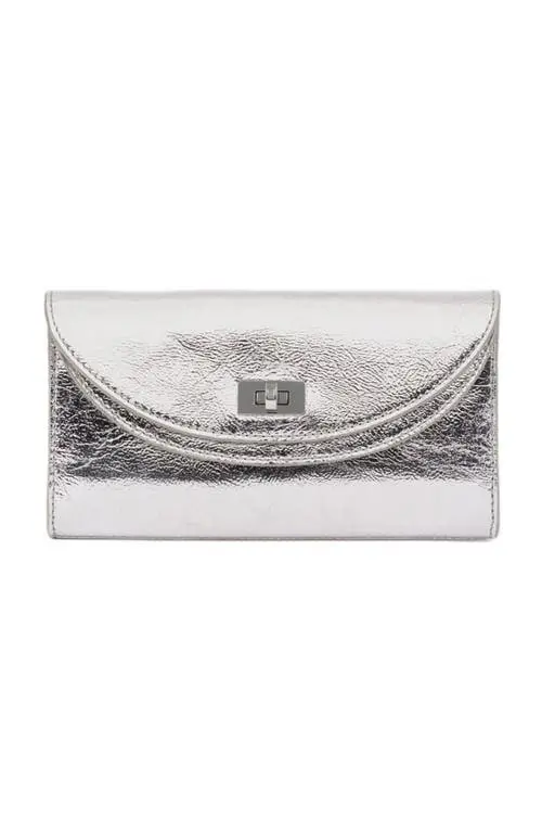 Sandro Mambo Metallic Leather Clutch