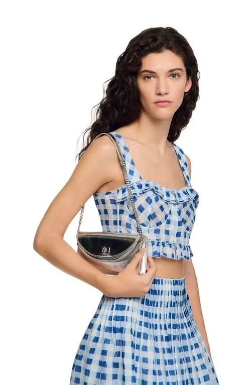Sandro Mambo Metallic Leather Clutch