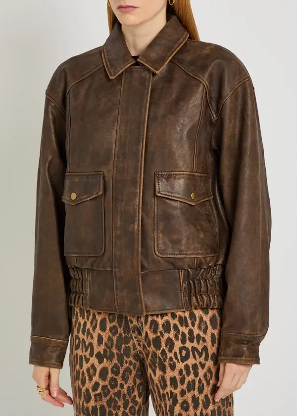 REFORMATION Daphne Panelled Leather Jacket