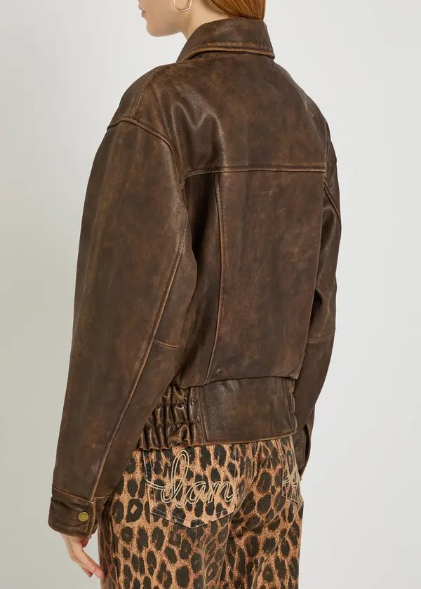 REFORMATION Daphne Panelled Leather Jacket