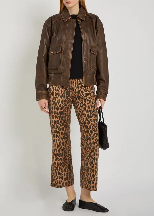 REFORMATION Daphne Panelled Leather Jacket