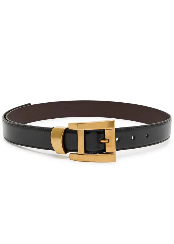 Versace Glossed Leather Belt - Black