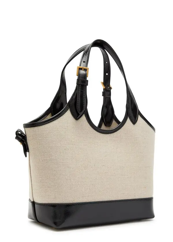 Versace Small Leather And Canvas Tote Bag - Black