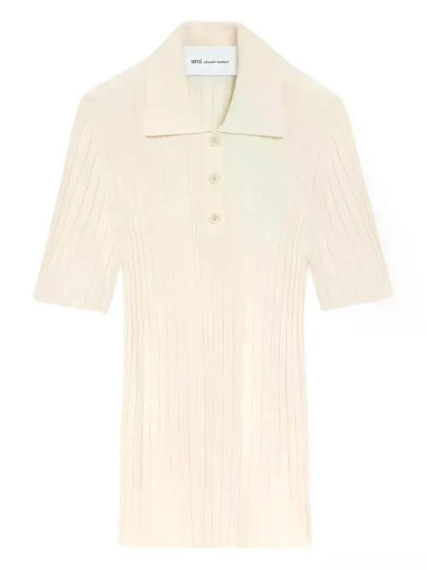 AMI Paris Knit Short Sleeve Polo Shirt