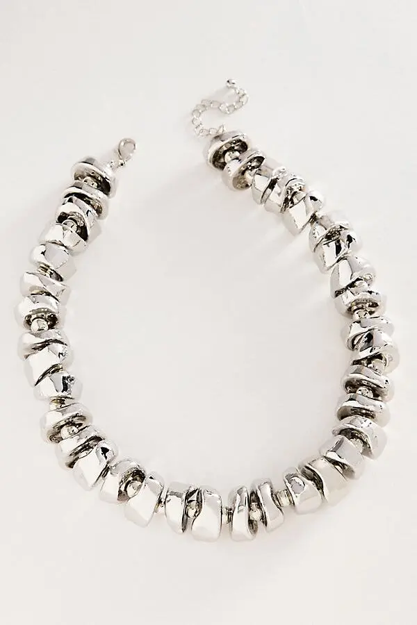 Anthropologie Chunky Metal Necklace - Silver