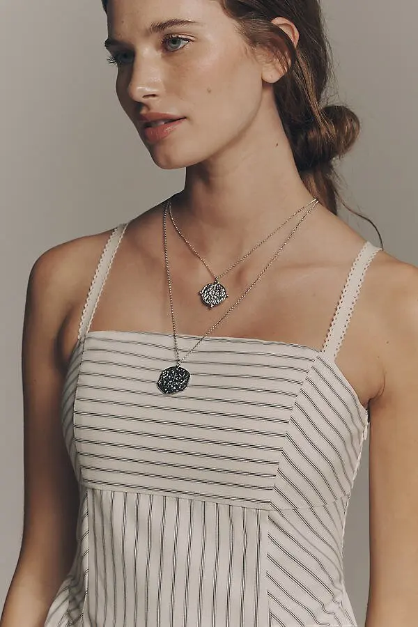 Anthropologie Double Layer Pendant Necklace - Silver