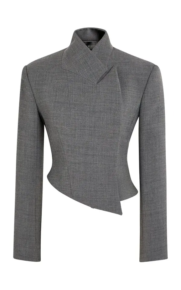 A.W.A.K.E. Mode Wool-blend Cropped Double-breasted Jacket - Grey
