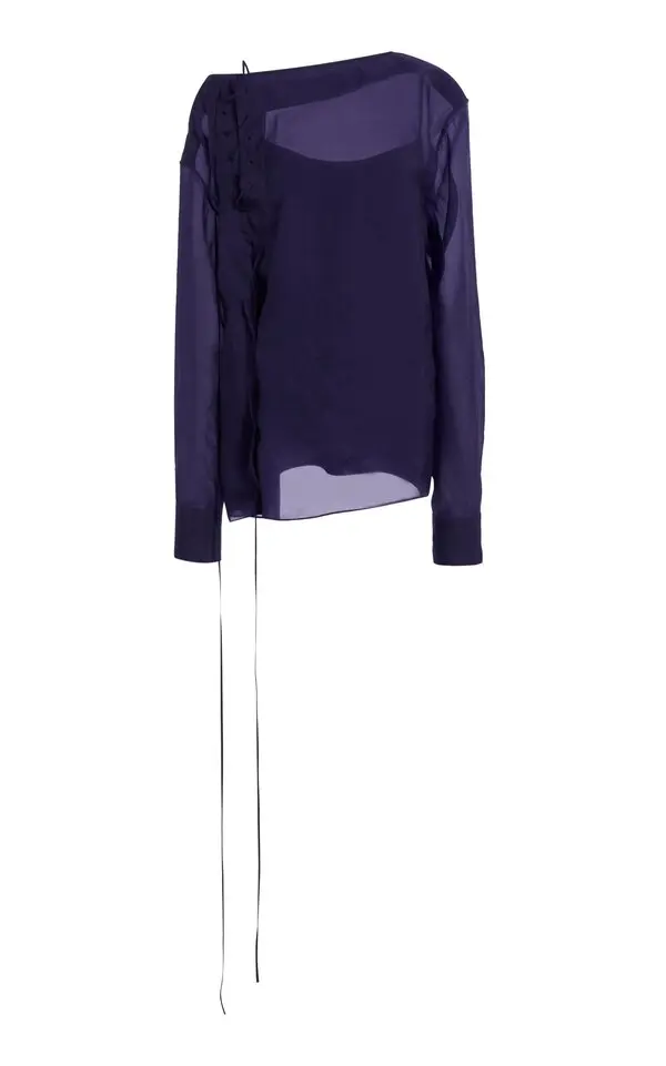 FERRAGAMO Silk-cupro Draped Top - Purple