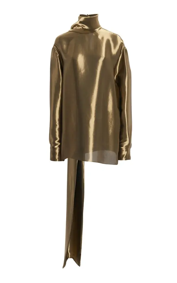 FERRAGAMO Metallic Lamé Draped Top