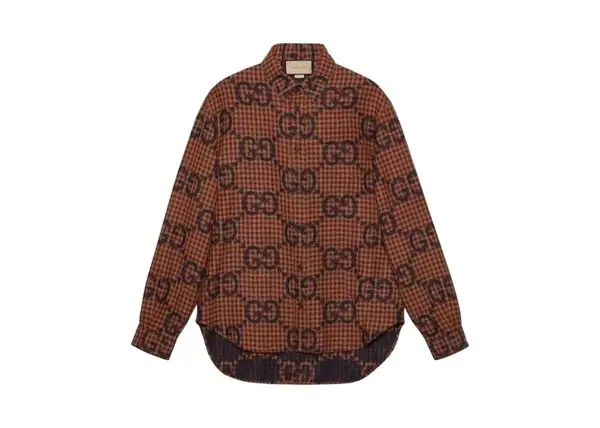 Gucci Maxi Gg Gingham Shirt